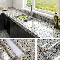 China Terrazzo Marble PVC Film Glossy Waterproof Kitchen Countertop Wrap 0.10-0.50mm for sale