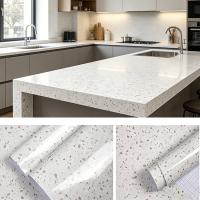 China Terrazzo Marble PVC Film Glossy Waterproof Kitchen Countertop Wrap 0.10-0.50mm for sale