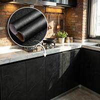 China Black Crack Texture PVC Decorative Film Waterproof Kitchen Cabinet Wrap 0.20mm 1240mm for sale