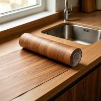 China Eco Friendly PVC Wood Grain Vinyl Wrapping Film 0.12mm 45cm for Furniture Cabinet Cover for sale