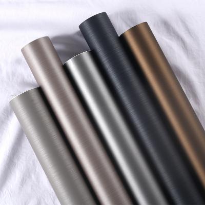 China Metallic PVC Film Brushed Foil 0.15mm 0.45mm for Kitchen Cabinet Wardrobe Interior Design for sale