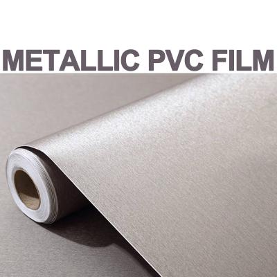 China Brushed Metallic PVC Foil Furniture Film 0.25-0.50mm for High End Cabinetry for sale