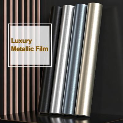 China Custom Length PVC Brushed Metallic Vinyl Wrap 0.05-0.50mm for Cabinet Furniture Lamination for sale
