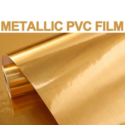 China Metallic PVC Decorative Film 0.15-0.50mm Brushed Texture for Vacuum Press Furniture Surfacing for sale