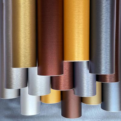 China Satin Metal Finish PVC Film Foil 0.2mm Thick Self Adhesive for Furniture Cabinet Door Decoration for sale