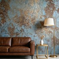 China Vintage Blue Brown PVC Decorative Film 0.20mm 1250mm Textured Finish for Furniture Wall Paneling for sale