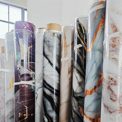 China Anti Scratch Marble Effect Self Adhesive PVC Film 60cm Width Micro Crystalline Foil Wall Panel Decor for sale