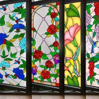 China Reusable Static Cling Stained Glass Window Film 17.72x39.37 Inch Privacy Decorative Sticker for sale