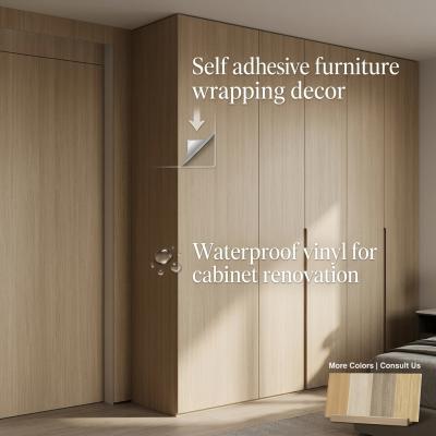 China Eco Friendly PVC Wood Grain Vinyl Wrapping Film 0.12mm 45cm for Furniture Cabinet Cover for sale
