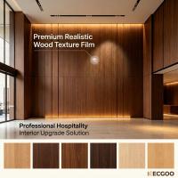 China Dark Wood Grain PVC Architectural Film 0.16mm Heavy Duty Hospitality Remodeling Wrap for sale