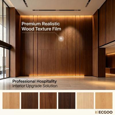 China Dark Wood Grain PVC Architectural Film 0.16mm Heavy Duty Hospitality Remodeling Wrap for sale