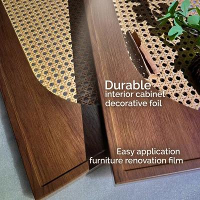 China OEM Width 1.22m Wood Grain PVC Film Interior Decorative Foil for Cabinet Door for sale