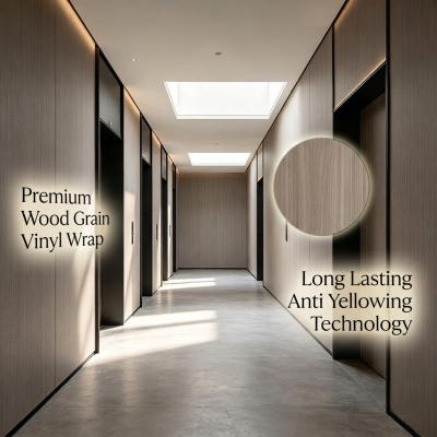 China Anti Yellowing Wood Look Vinyl Wrap PVC Film 0.07-0.25mm for Architectural Surface Finishing for sale