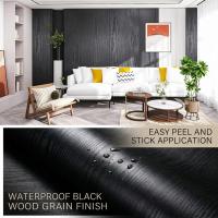 China Black Wood Grain PVC Film Roll 0.15mm 1400mm Waterproof DIY Wall Covering for sale