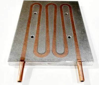 China Embedded Cooper Tubes Water Cooling Plate 120*12*150mm Heatsink Heat Exchanger for sale