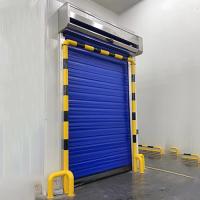 China Blue Automatic High Speed Doors IP54 PVC High Speed Cold Storage Doors With Safety Sensor for sale