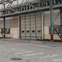 China Custom Size High Speed Automatic Modern Outdoor PVC Folding Screen Stacking Door For Finished Goods Warehouses for sale