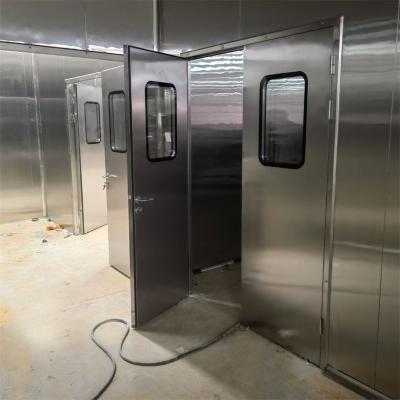 China Stainless Steel Hollow Metal Double Swing Clean Room Doors Flexible Soft Interior Doors With Glass For Electronics Manufacturing Facilities for sale