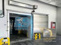 China Airtight Insulated Double Sliding Electric Cold Room Door 200mm Frozen Food Processing Facilities for sale