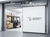 China Double Sliding Electric Cold Storage Door 150mm Insulated Panels For Wide Cold Room Openings for sale