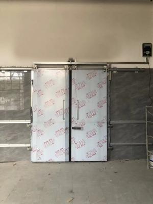 China Double Sliding Electric Cold Storage Door 150mm Insulated Panels For Wide Cold Room Openings for sale