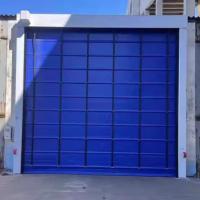 China Smart PLC Control PVC Stacking High Speed Folding Door For Automated AGV Logistics Corridors for sale