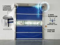 China Corrosion Resistant Stainless Steel Frame PVC Stacking High Speed Folding Door For Washdown Facilities for sale