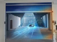 China Smart PLC Control PVC Stacking High Speed Folding Door For Automated AGV Logistics Corridors for sale