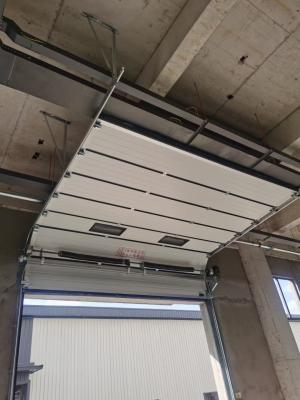 China Emergency Manual Operation Industrial Sectional Overhead Door with Wind Resistance Level 7-8 and 24dB Sound Insulation for sale