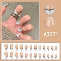 China Hot Selling 24 Pcs French Style Press on Nails Private Label Artificial Fingernails Wholesale for sale