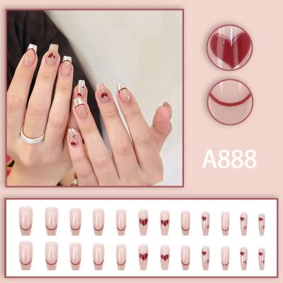 China Hot Selling 24 Pcs French Style Press on Nails Private Label Artificial Fingernails Wholesale for sale