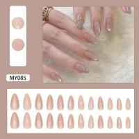 China Red 3D Cat Eye Nails 24pcs ABS Short Almond Acrylic Nails ODM for sale