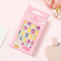 China 24pcs Cute Cartoon Self Adhesive False Nails Kids Press On Nails ABS Short for sale