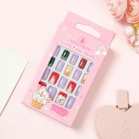 China 24pcs Cute Cartoon Self Adhesive False Nails Kids Press On Nails ABS Short for sale