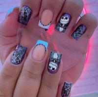 China Fashion 24pcs Long Coffin Fake Acrylic Nails Halloween French Press On Nails for sale