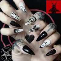 China Fashion 24pcs Long Coffin Fake Acrylic Nails Halloween French Press On Nails for sale