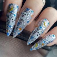 China Fashion 24pcs Long Coffin Fake Acrylic Nails Halloween French Press On Nails for sale