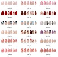 China Custom Acrylic Press On Nails Medium Almond Acrylic Nails Nude Color Fingernails for sale