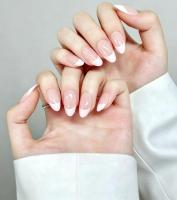China Custom Acrylic Press On Nails Medium Almond Acrylic Nails Nude Color Fingernails for sale