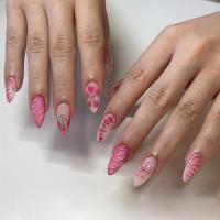China 24pcs 3D Effect Rhinestone Press On Nails Almond Flower False Nails for sale