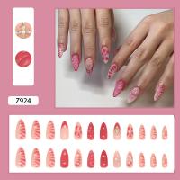 China 24pcs 3D Effect Rhinestone Press On Nails Almond Flower False Nails for sale
