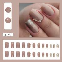 China Love Heart Diamond Butterfly Press On Nails 24Pcs Medium Coffin Fake Nails for sale