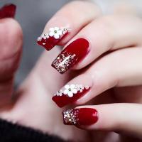 China Love Heart Diamond Butterfly Press On Nails 24Pcs Medium Coffin Fake Nails for sale