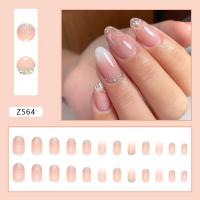 China Love Heart Diamond Butterfly Press On Nails 24Pcs Medium Coffin Fake Nails for sale