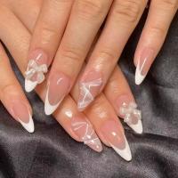 China Love Heart Diamond Butterfly Press On Nails 24Pcs Medium Coffin Fake Nails for sale