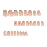 China Short Round French Design 3D Press On Nails Long Lasting for sale