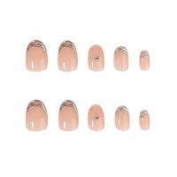 China Short Round French Design 3D Press On Nails Long Lasting for sale