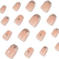 China Short Round French Design 3D Press On Nails Long Lasting for sale