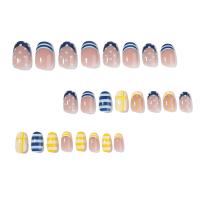 China Short Oval 24 Pcs French Tip Press On Nails Easy To Apply for sale