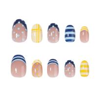 China Short Oval 24 Pcs French Tip Press On Nails Easy To Apply for sale